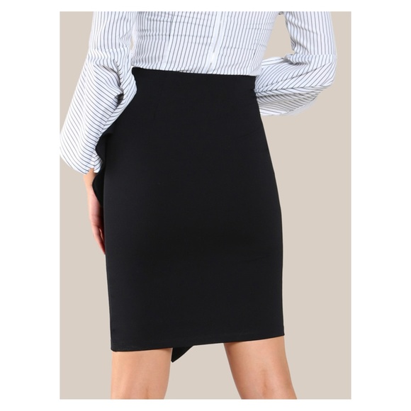 MBM Unlimited | Skirts | Black Form Fitting Side Frill Skirt | Poshmark
